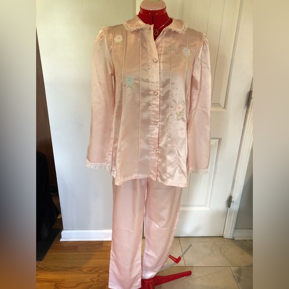 Vintage | Intimates & Sleepwear | Vintage Satin Light Pink Pajama Set ...